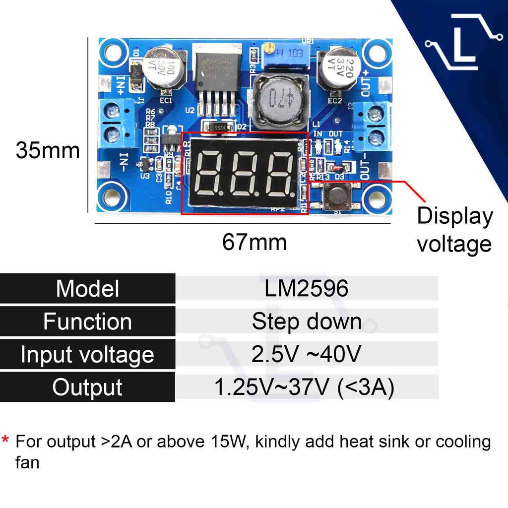 [Luminense] DC DC Converter Power Module Step Up Step Down LM2596 ...
