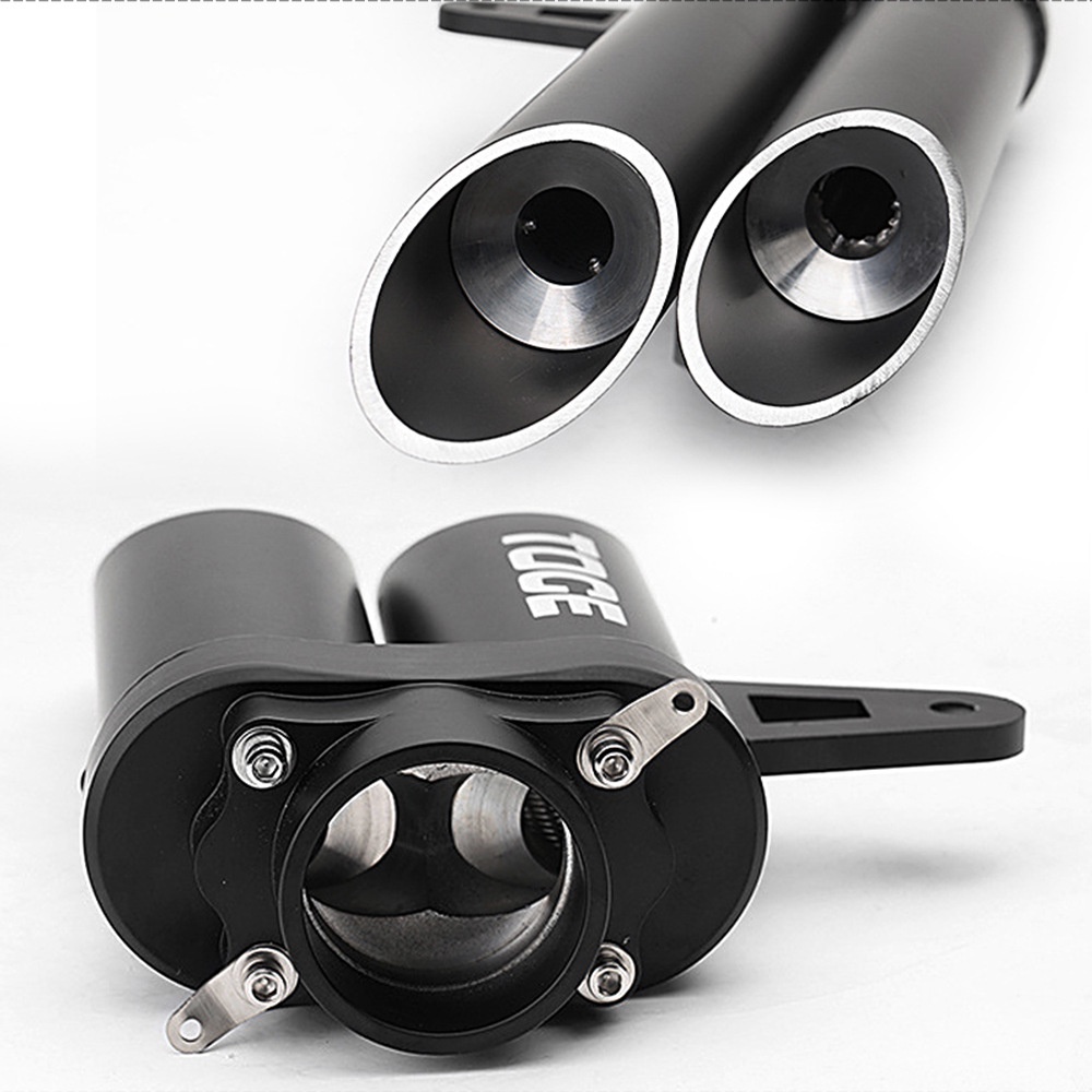 Universal Black Toce Motorcycle Exhaust Tail Pipe Double Outlet Exhaust ...
