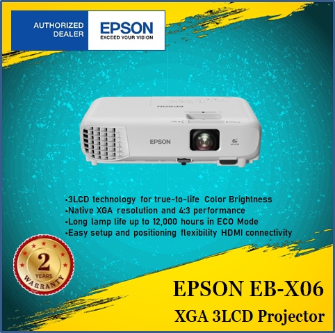 EPSON EB-X06 XGA 3LCD Projector 3600 Lumens for Home and Business ( VGA ...