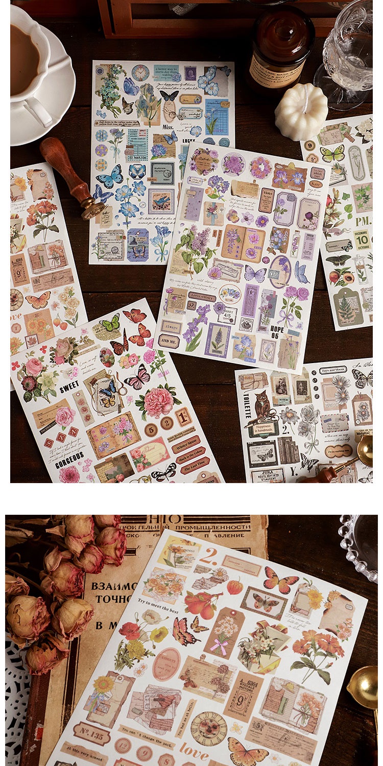 Journamm Floral Stickers Creative Scrapbook Supplies Collage Junk ...