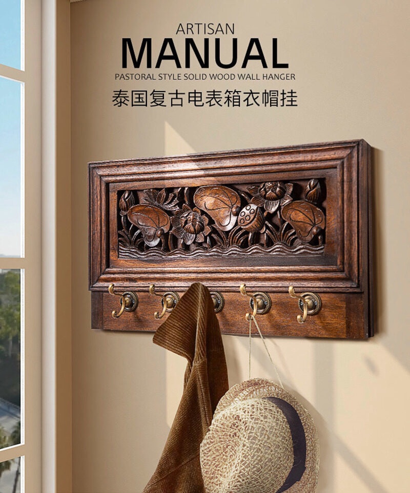 Hand-carved Wooden Meter Box Decorative Painting Retro Distribution Box ...