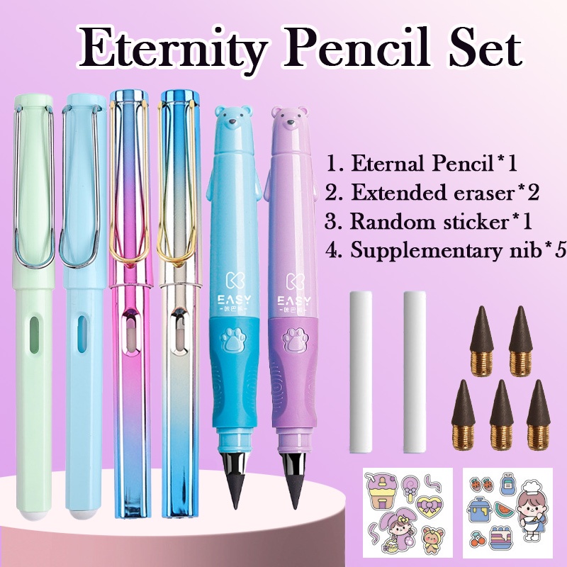 9Pcs Unlimited Writing Eternity Pencil Morandi Inkless Pencil Drawing ...