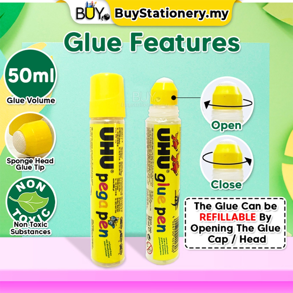 UHU 50ML HAPPY Glue Liquid Gam Kertas Office Stationery Student ...