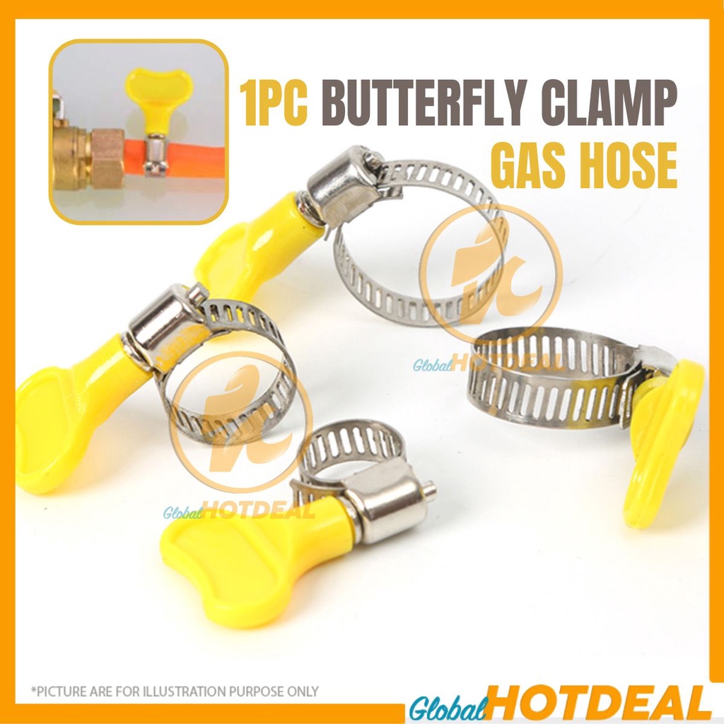 [1PC] Adjustable Butterfly Gas Hose Clamp With Plastic Handle Paip Air ...