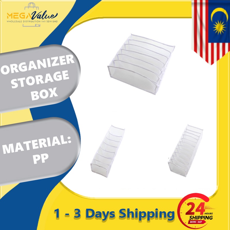 READY STOCK | Grids Underwear Bra Organizer Storage Box Collapsible See ...