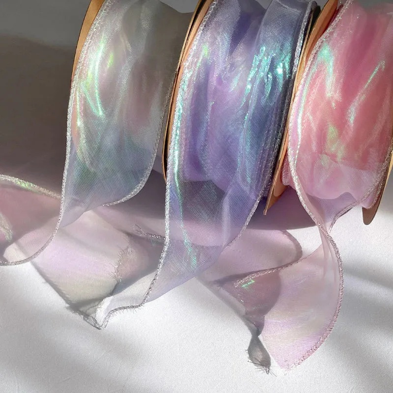 Ins Style 6cm Silk Ribbon DIY Colorful Ribbons Hand-made Birthday Gift ...