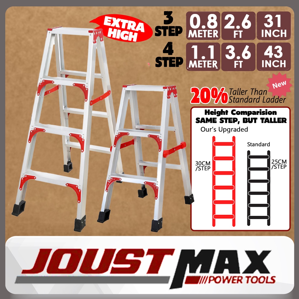 3/4 Step Ladderman Extra Tall Aluminium Double Sided Ladder Multi ...