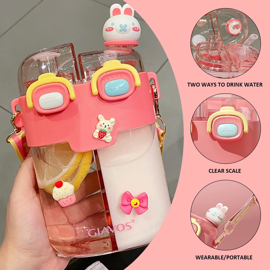 530ml / 780ml Cute Double Side design Water drinking cups leakproof ...