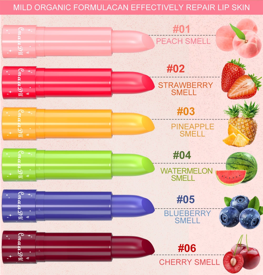 6 Colors Fruit Flavored Color Changing Moisturizing Lipstick | Shopee ...