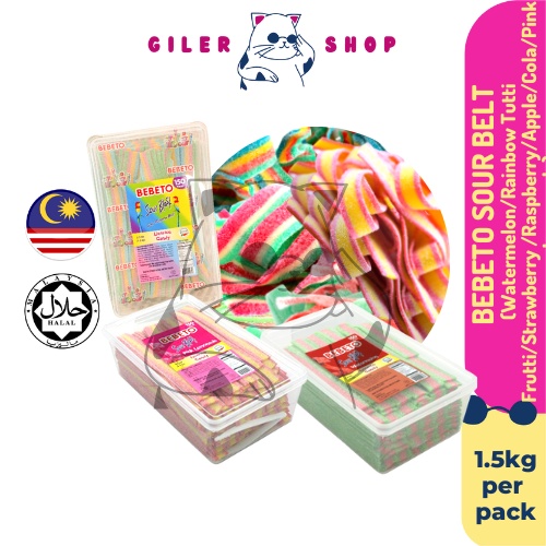 Halal Bebeto Jellopy Sour Blast Belt Gummy Assorted Flavor 1.5kg 1kg ...