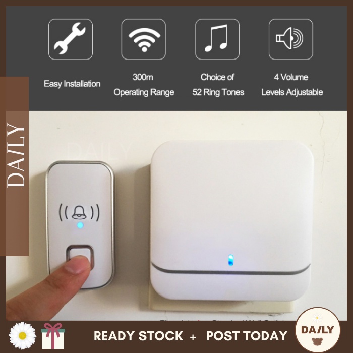 Waterproof Wireless Doorbell 300M Radius Security Alarm Smart Door Bell ...