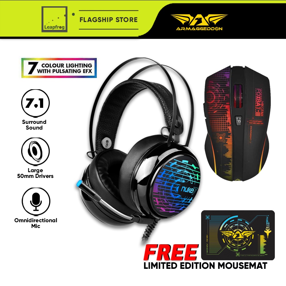 Armaggeddon Nuke 7 Stereo Gaming Headphones with Mic | 7.1 Surrond ...