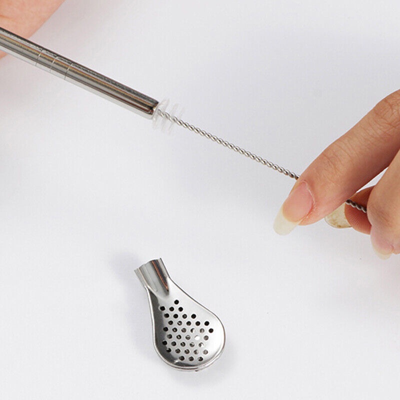 Stainless Steel Straw Filter Reusable Metal Straw Spoon Cocktail ...