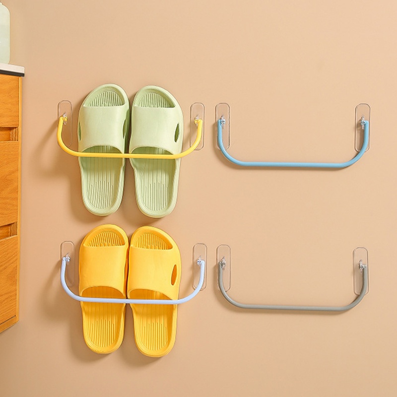 Wall-mounted Non-punched Slipper Holder / Space-saving Simple Slipper ...