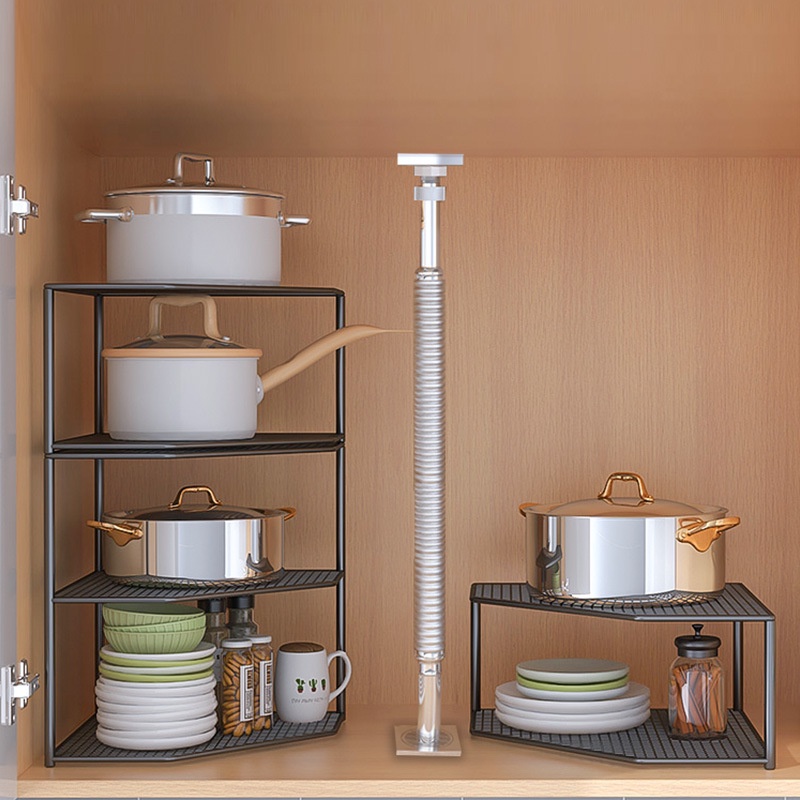 【NordicHome】Kitchen Rack Corner Rack Countertop Pot Rack Corner Cabinet ...