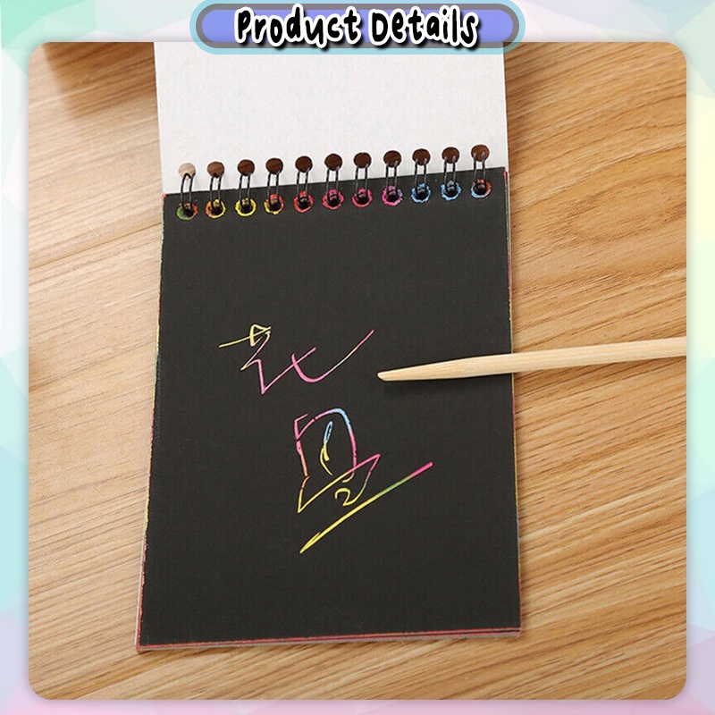 [Little B House] Journal Scratch Art Notebooks Colorful Magic Drawing ...