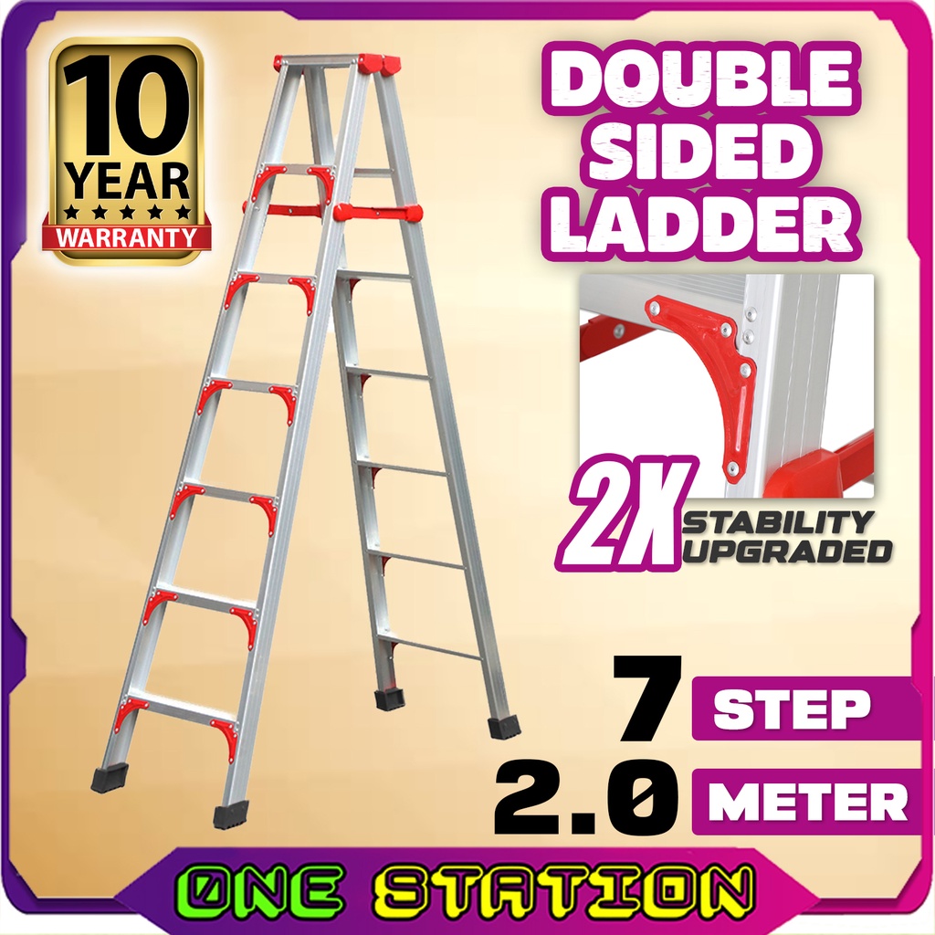 7 Step Ladderman Heavy Duty Aluminium Double Sided Ladder Multi Purpose ...