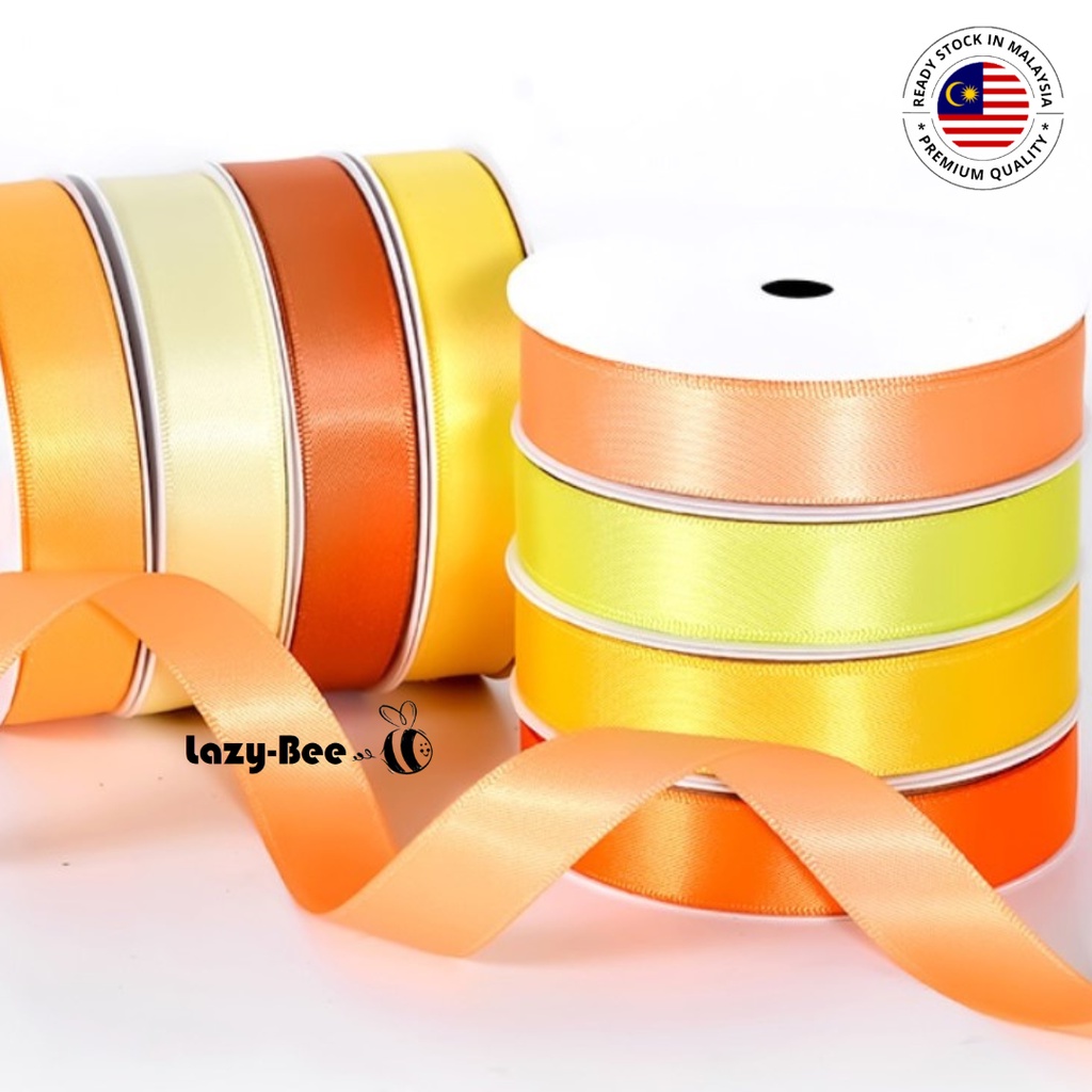 LAZY BEE 100 yards Yellow Gold Premium Double Face Satin Ribbon ...