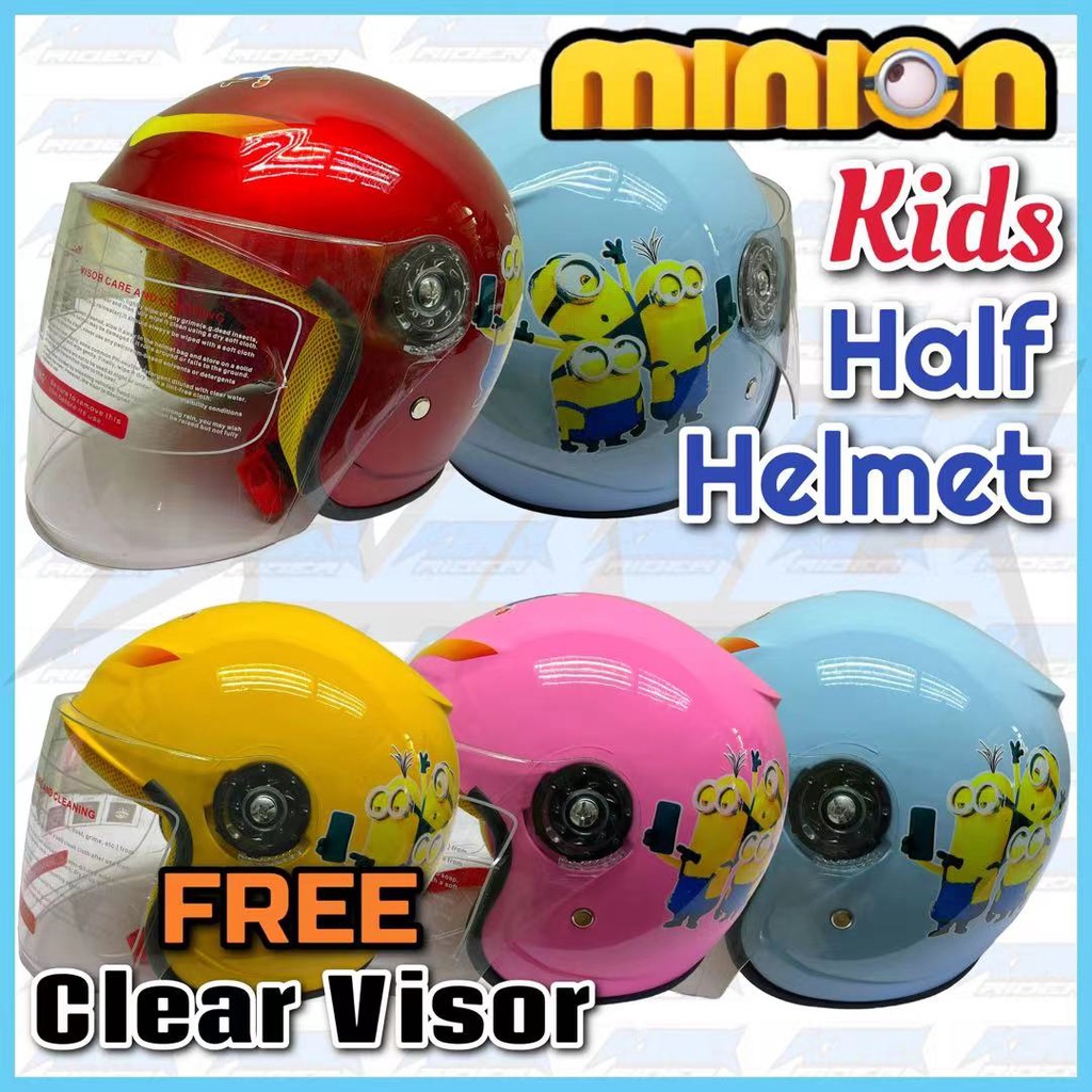 Cartoon Kids Motorcycle Helmet Minions Half Helmet Open Face Helmet ...