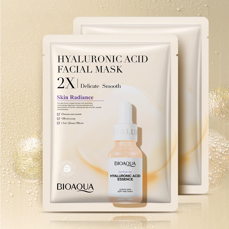 BIOAQUA Hyaluronic Acid Essence 2X Delicate Smooth Facial Mask ...