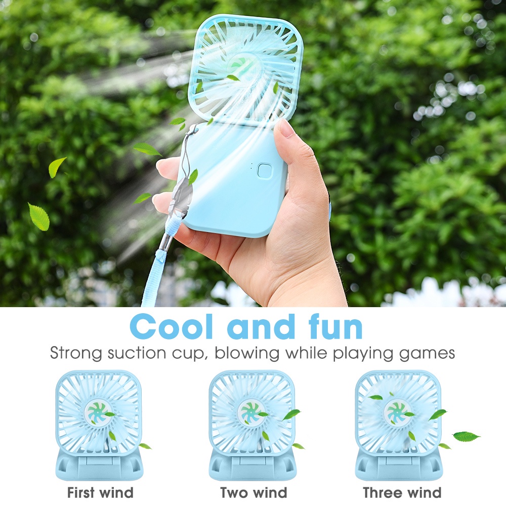 Electric Small Foldable Hanging Neck Fan with Lanyard / Creative Mini ...
