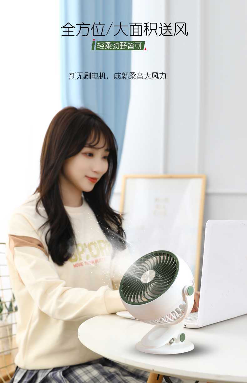 Wenbo Portable Mini Clip Fan Baby Stroller Office Table 720° Spin USB Charge with LED Light ...