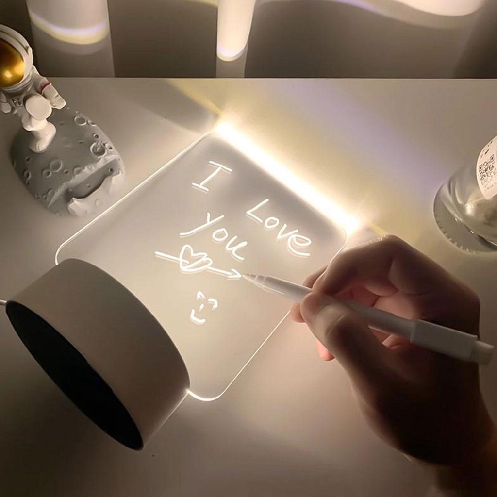 🚚3D Lamp Acrylic Note Board USB LED Night Light Clear Writing Boards ...