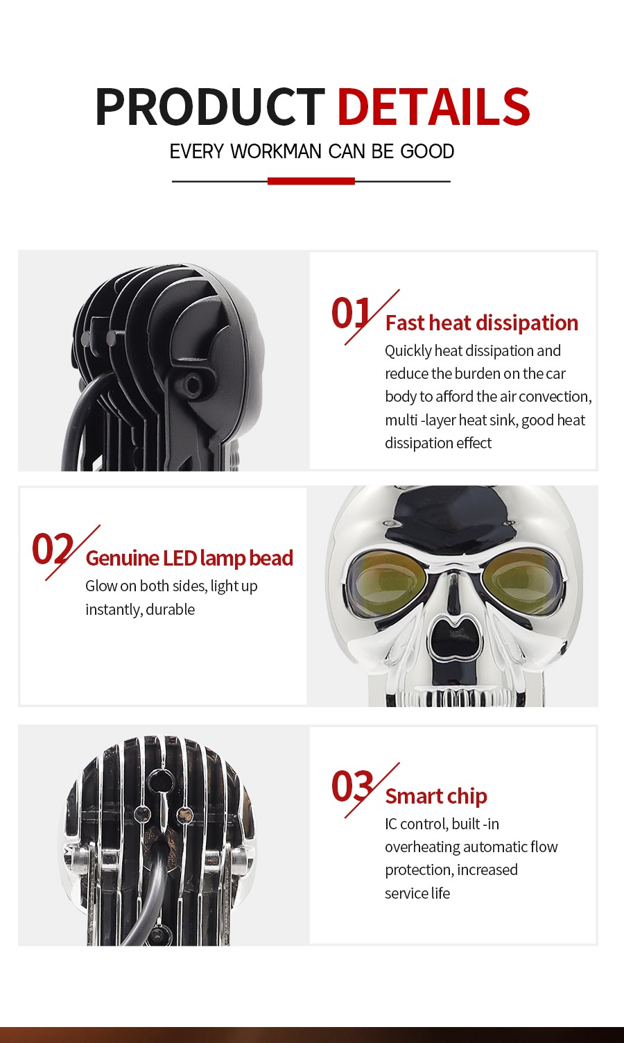 [Ready Stock] 2 Pieces Motorcycle Skull Spotlight LED Two-Color ...