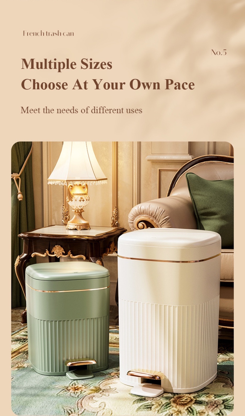 【IN STOCK】Dustbin 8-15L Light Luxury Trash Bin with Cover Toilet Large ...