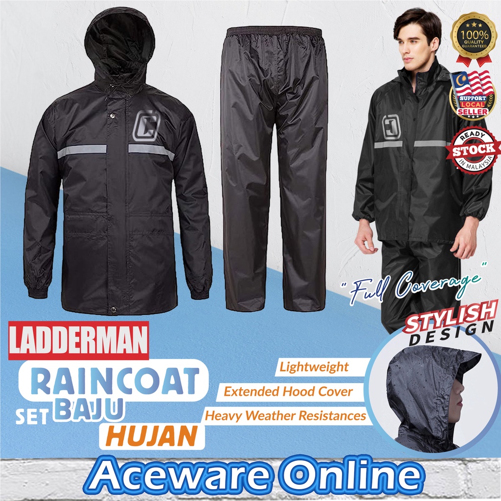 LADDERMAN Rain Coat Set Baju Hujan Motor Lelaki Perempuan Men Jaket ...