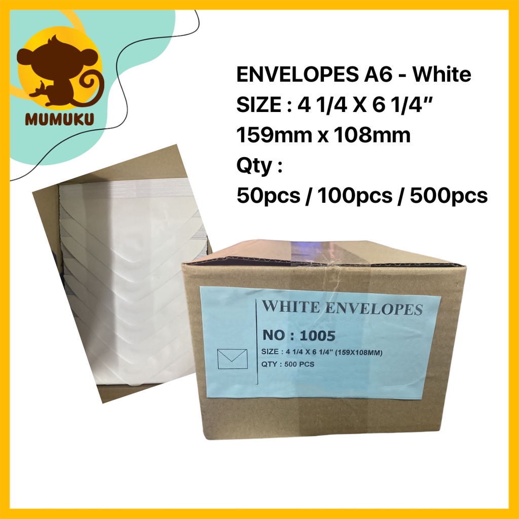 Envelope A6 White - Wedding Card Postcard Envelope - Sampul Surat Putih ...