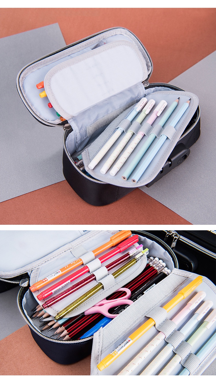 Large-Capacity Pencil Case Password Lock Pen Box Portable Organizer Box ...