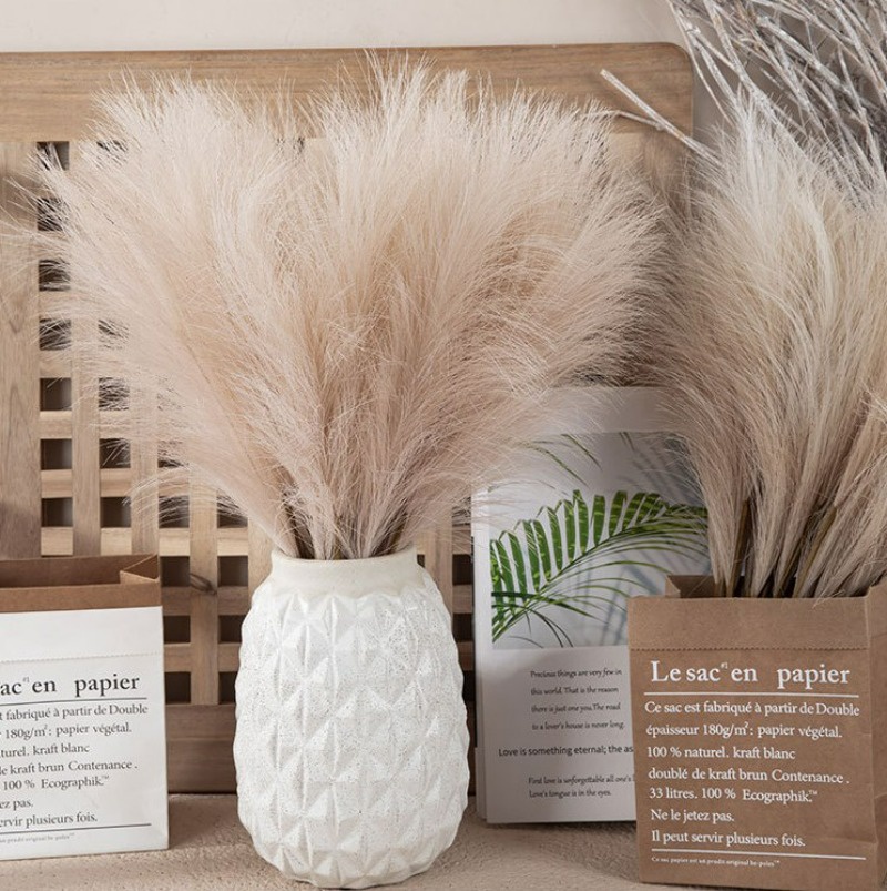 Bedroom DIY Flower Wall Vase Fake Plant Reed / Artificial Pampas Grass ...