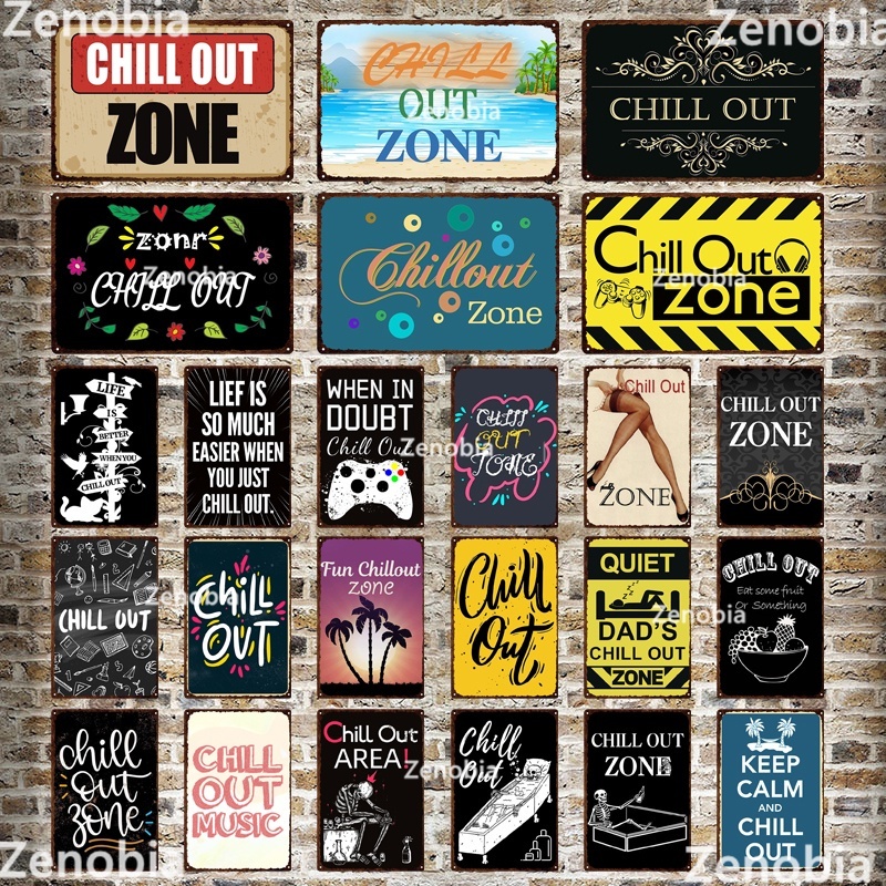 Metal Decor Chill Out Zone Metal Signs Vintage Tin Signs Keep Calm ...