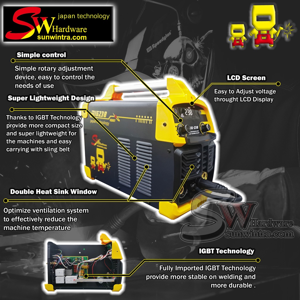 SW Hardware MIG-218 MIG GAS/MMA/LIFT TIG 5 IN 1 WELDING MACHINE FULL ...