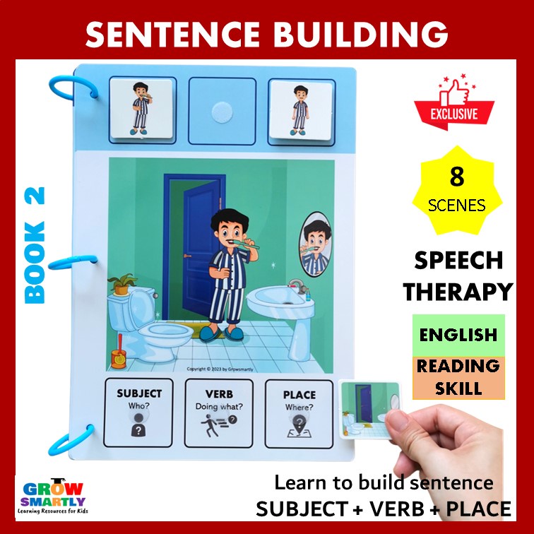 ENGLISH SENTENCE BUILDING Book Interactive Busy Book Quiet Book Speech ...