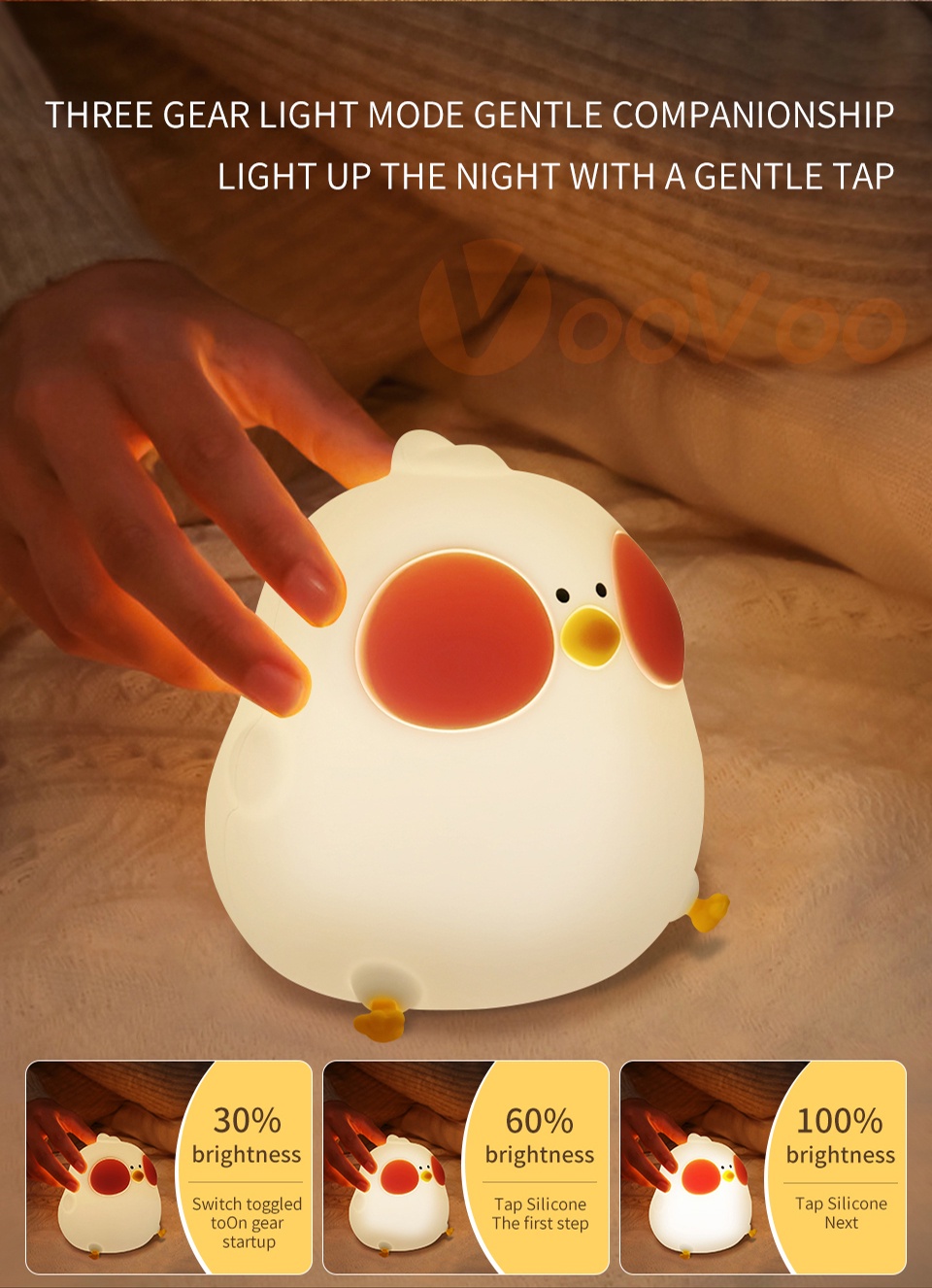 Silicone LED Night Light Chick For Bedroom Decor Animal Pat Lamp ...