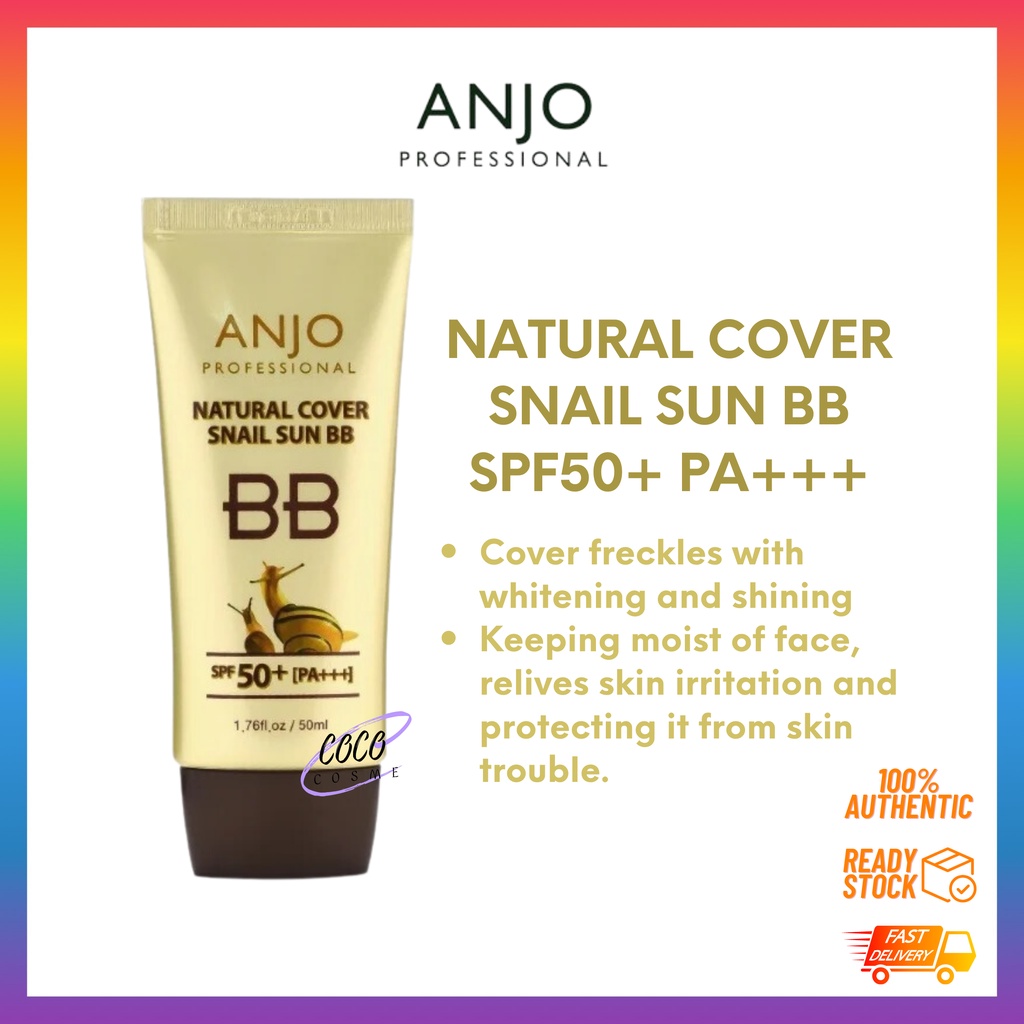 ANJO Professional Natural Cover Snail Sun BB SPF50+ PA+++ 50ml | Shopee Malaysia