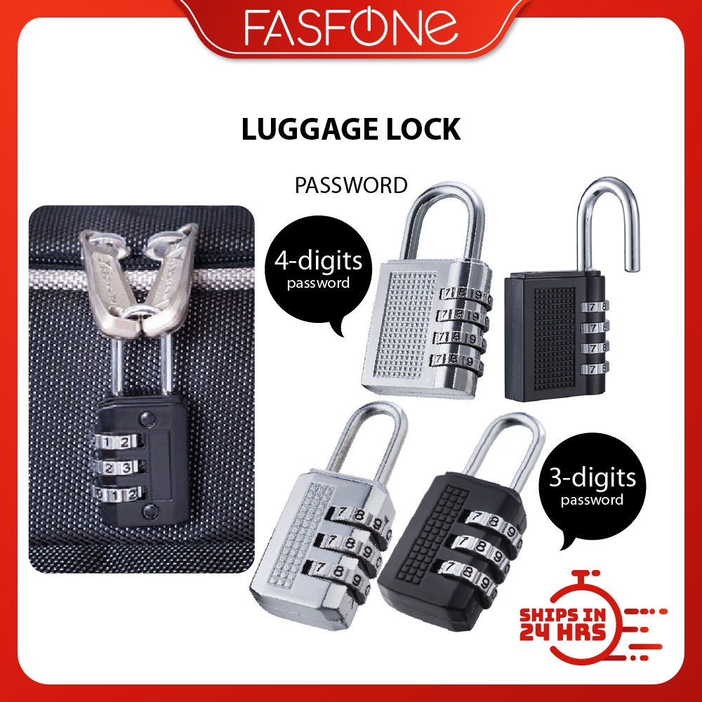 Travel Padlock Zinc Alloy Password Lock Luggage Bag Kunci Locker 4 ...