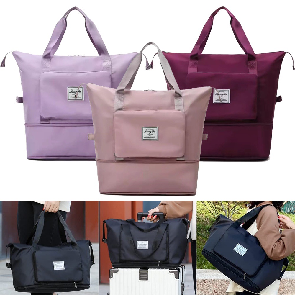 Korean Style Foldable Extended Women Travel Bag Multi Compartment Beg ...