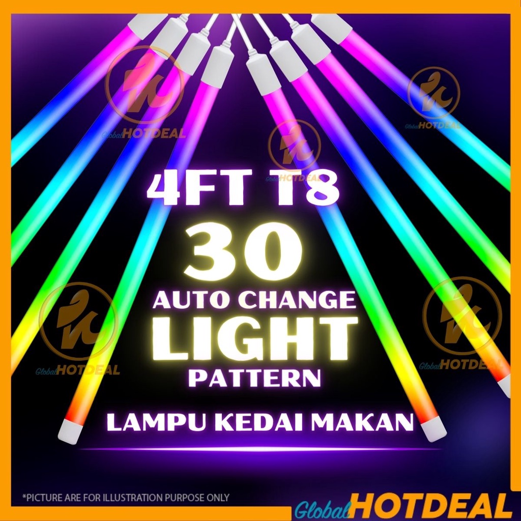 RGB T8 LED 4FT IP65 30 Light Pattern in 1 Bulb Weatherproof Colour ...