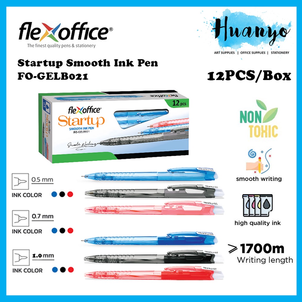 FlexOffice Startup Retractable Roller Ball Point Pen (Per Box) Black ...