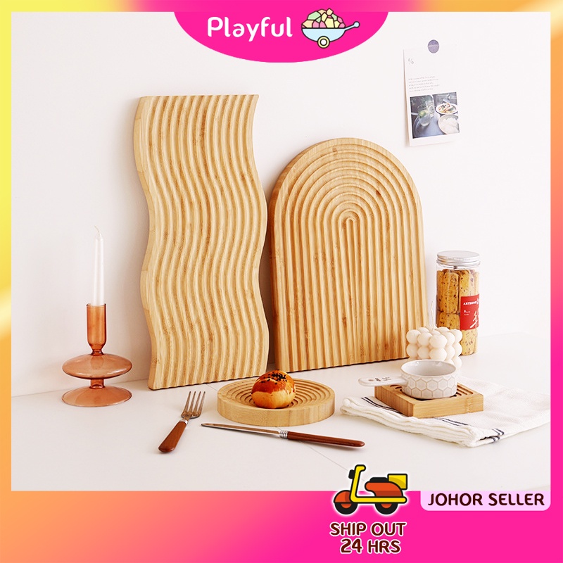 【PLAYFUL】Nordic Wave Tray Wooden Tray Serving Tray Decoration Dulang ...