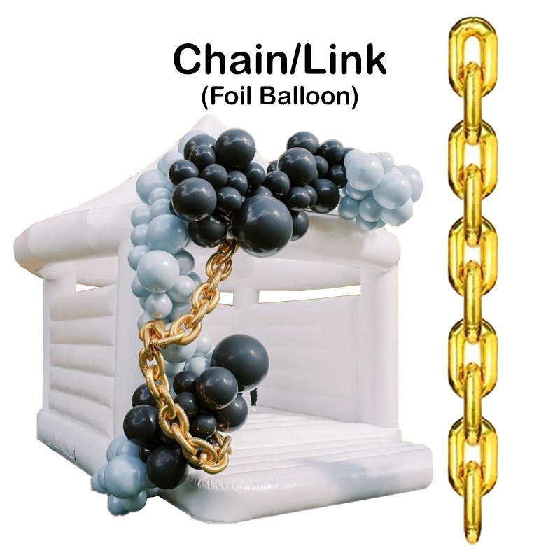 16/32/40 Inch Chain Link Foil Balloon Silver Gold Hip Hop Retro 80s 90s ...