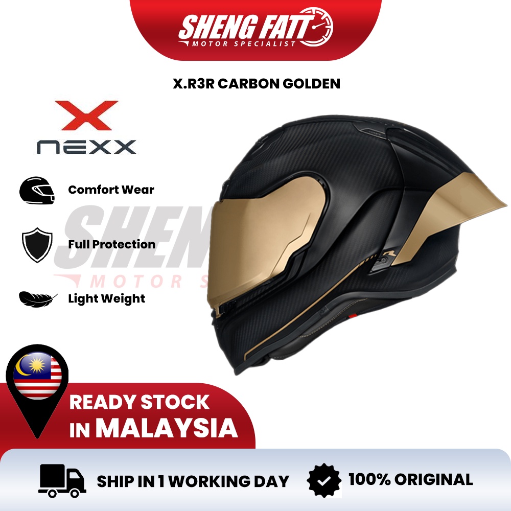 NEXX X.R3R CARBON GOLDEN ED Full Face Helmet Motor Visor Topi Keledar ...