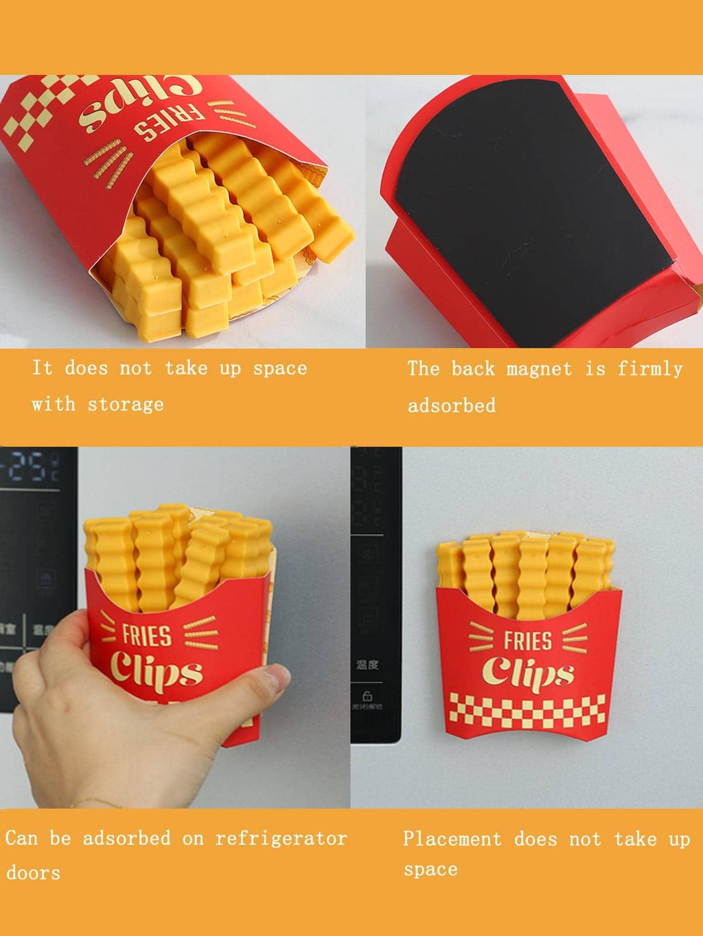 12 Pcs Food Bag Storage Clip Creative French Fries Sealing Clip ...