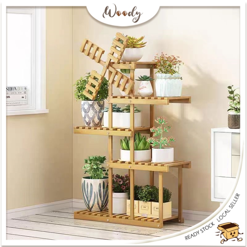 【Woody】 Wooden Garden Rack Flower Rak Pasu Bunga Potted Plant Stand ...