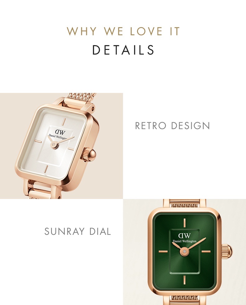 [2 Years Warranty] Daniel Wellington Quadro Mini Rose gold / Gold ...