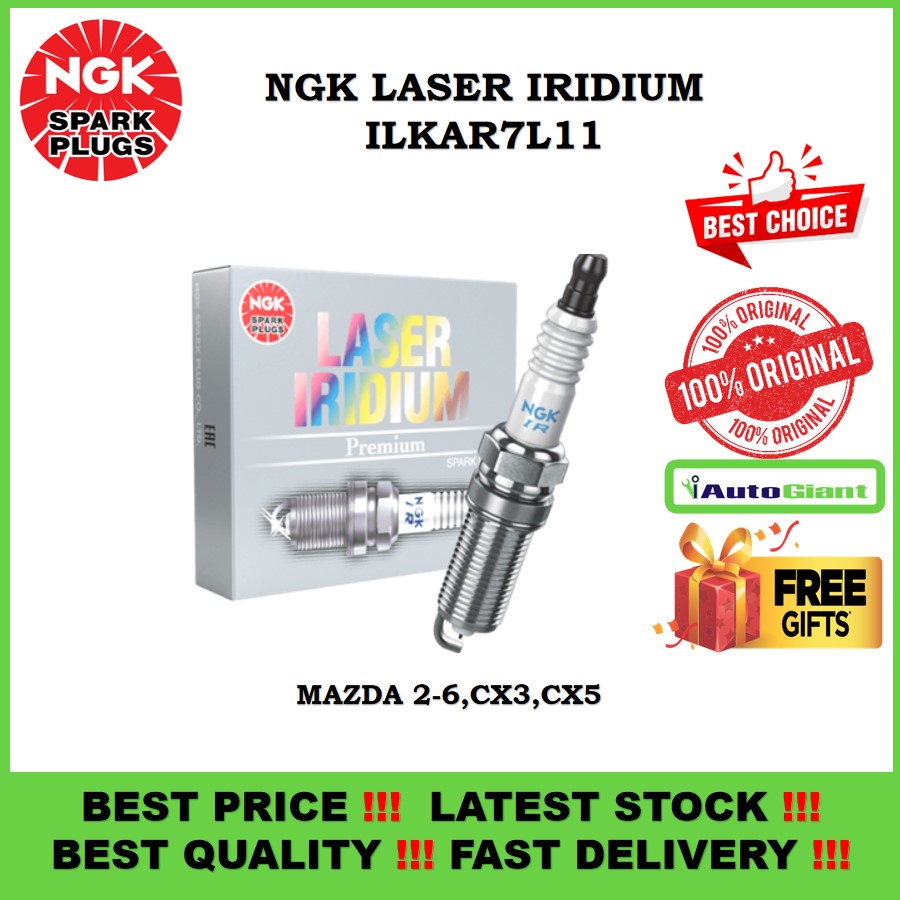PALAM PENCUCUH SPARK PLUG NGK IRIDIUM ILKAR7L11 (4PCS) MAZDA 2 '14, 3 ...