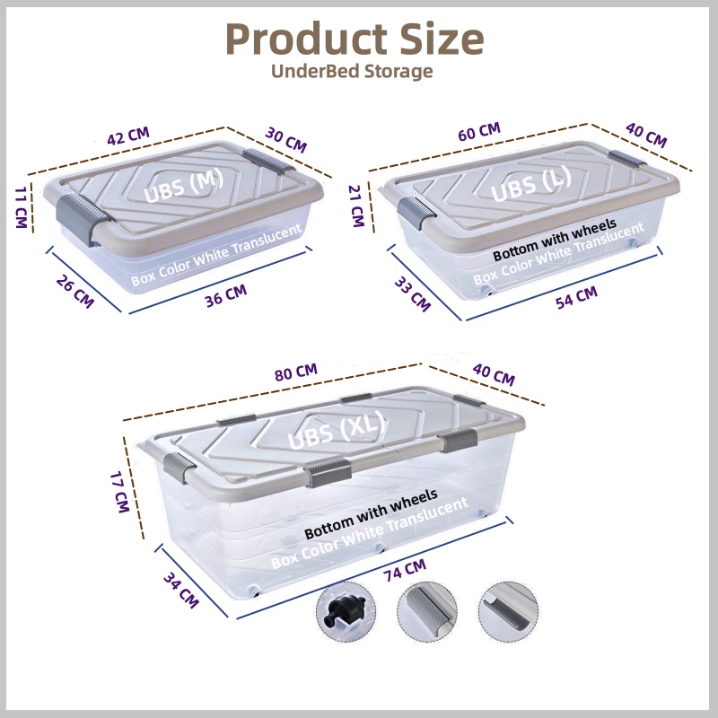 【i.Rumah】Clear Transparent Storage Box Kotak Simpanan Roda Storage Box ...